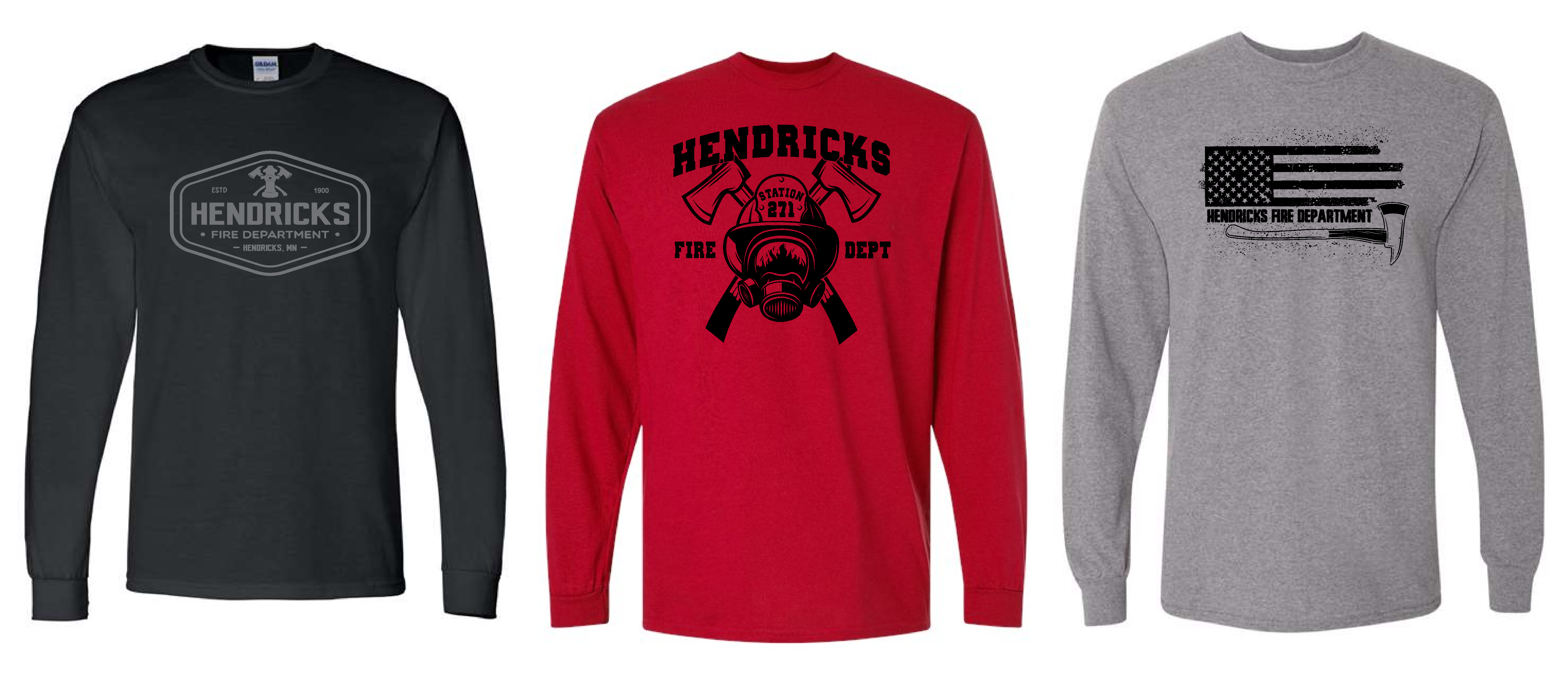 HENDRICKS FIRE DEPARTMENT LONGSLEEVE T-SHIRT – MdB Designs, Print and ...